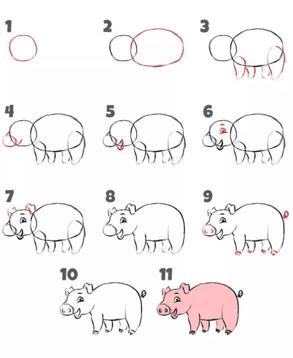 Cách vẽ con lợn đáng yêu và dễ dàng nhất – YeuTre.Net